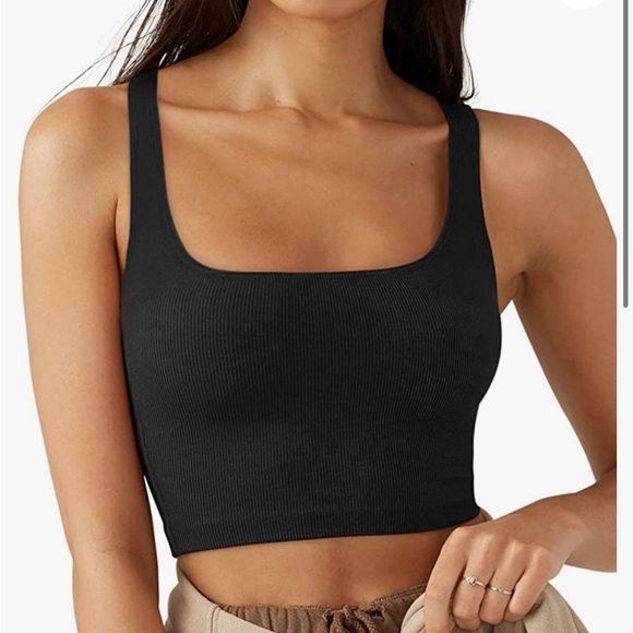 Amazon | Tops | Amazon Square Neck Ribbed Tank Top | Poshmark